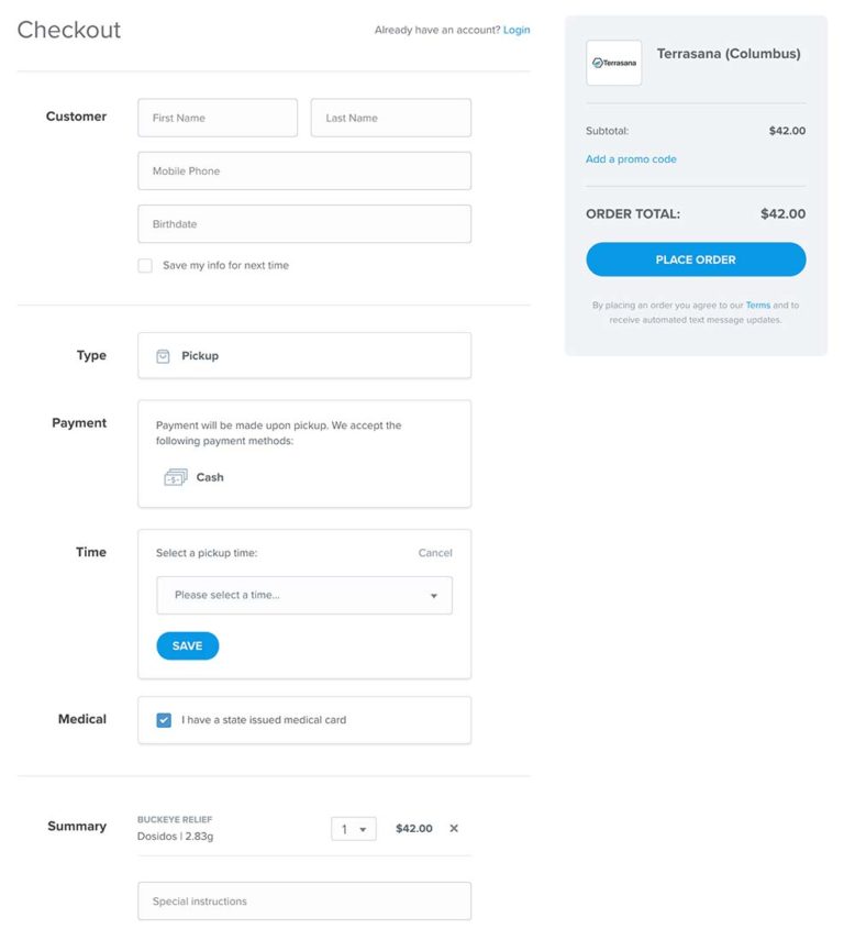 Order Medical Marijuana Online for Pickup - Terrasana OH Dispensaries